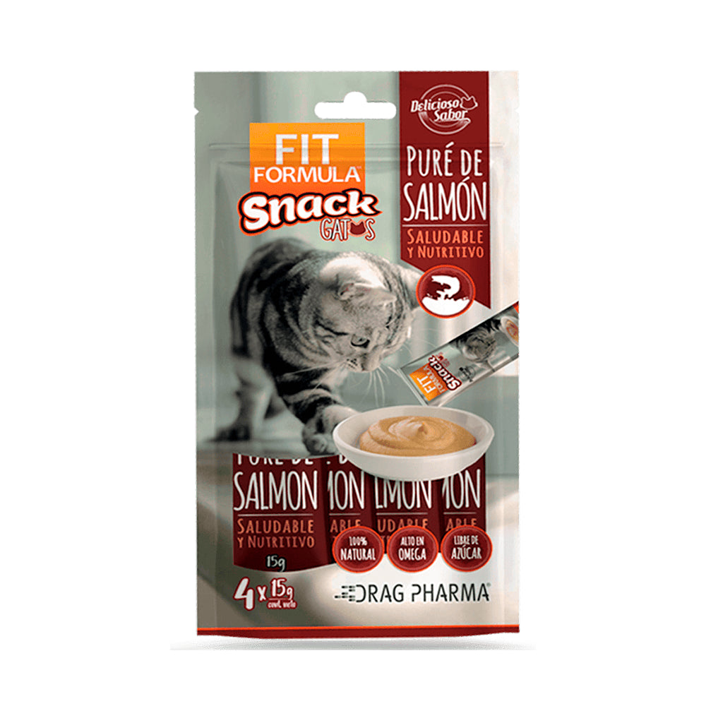 Fit Fórmula Snack para Gatos Puré de Salmón | Bodega de la Mascota